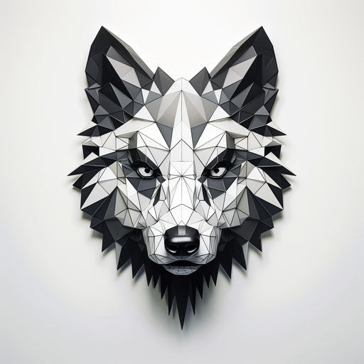 Geometric black and white wire wolf head icon – IMAGELLA