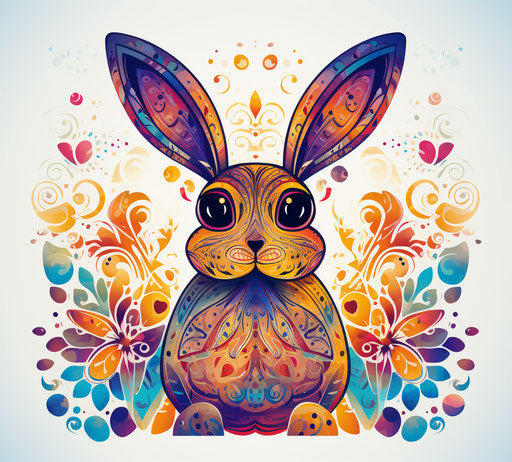 Old Mexican rabbit in bright colors with pattern – IMAGELLA