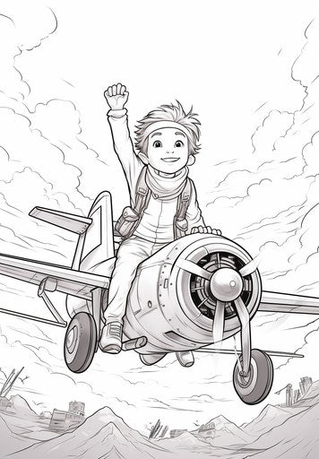 Kids coloring pages with a toddler flying in the sky – IMAGELLA