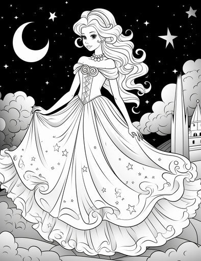 Princess coloring page in pop-surrealism style – IMAGELLA