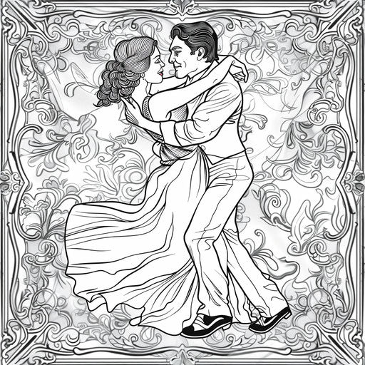 Intricate pattern with a couple dancing the tango, elaborate ...