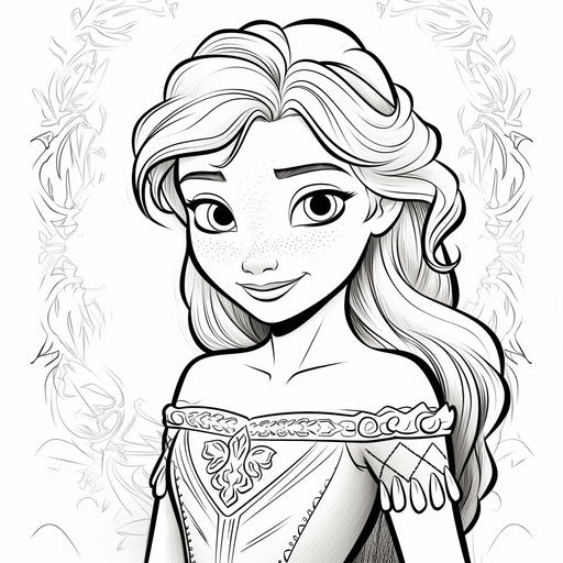 Frozen princess coloring sheet, turquoise and maroon, captivating ...