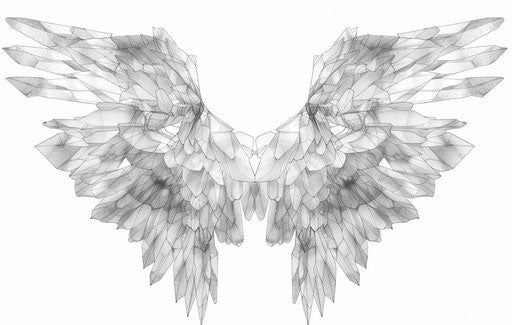 Angular angel wings on white background with parallel lines – IMAGELLA