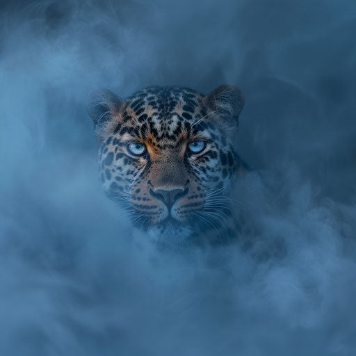 La mirada inquietante de un leopardo de Amur en la niebla densa al ...