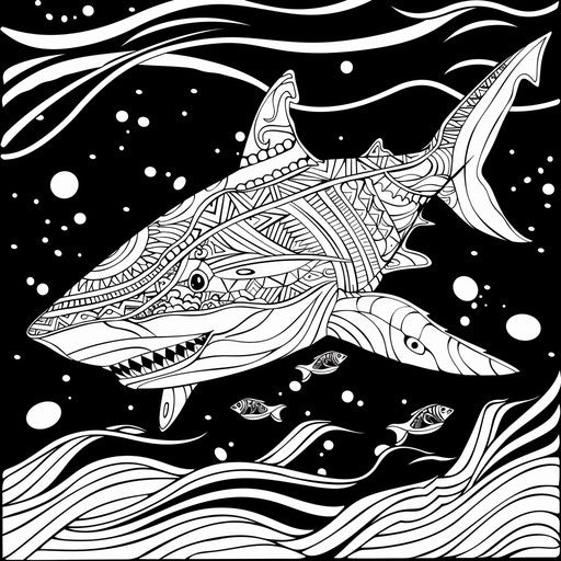 Mystical shark with glowing patterns in the dark ocean – IMAGELLA
