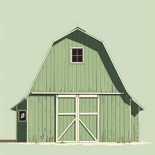 Barn clipart with muted olive background, soft gradients – IMAGELLA