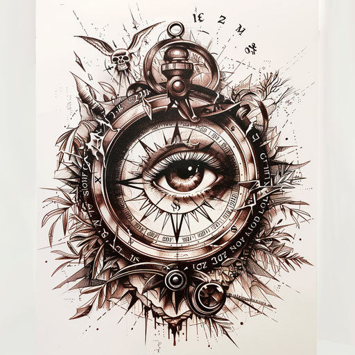 Adventure tattoo sketch of an eyeball in a compass – IMAGELLA