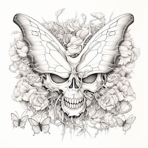 Skull with Butterfly Wings Coloring Book – IMAGELLA