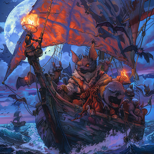 Bat pirate captain sailing the high seas with night crew – IMAGELLA