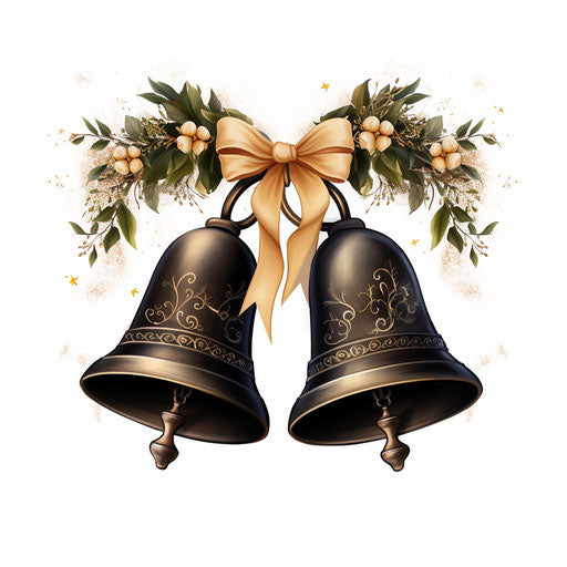 Wedding bells in the style of Chiaroscuro Art, on white background ...