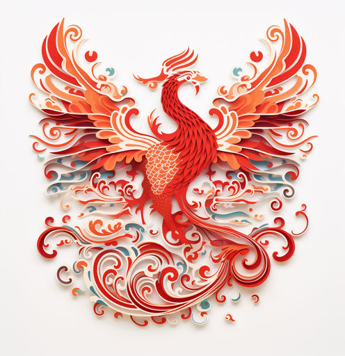 The fast flight of the red phoenix, intricate cut-outs style – IMAGELLA