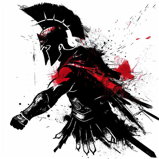 Spartan warrior in battle cry, silhouette style – IMAGELLA