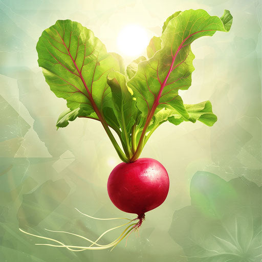Photo realistic radish clipart with a flat random background, ethereal ...