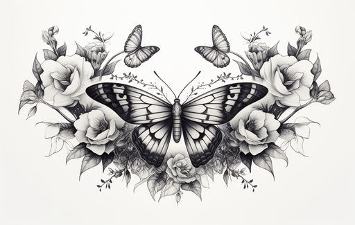 Death moth tattoo in floral vintage style – IMAGELLA