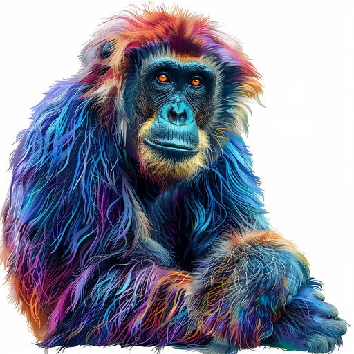 Realistic ape illustration on white background, vibrant colors – IMAGELLA
