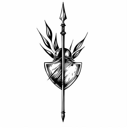 Roman spear and shield in minimalist tattoo – IMAGELLA
