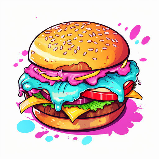 Burger on white background in pastel colors style – IMAGELLA