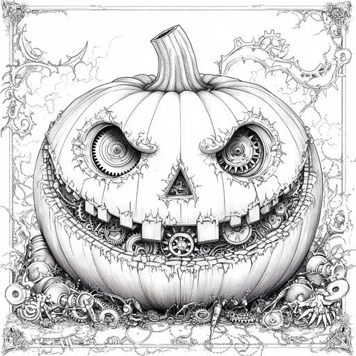 Steampunk Halloween pumpkin with gears, mechanical elements – IMAGELLA