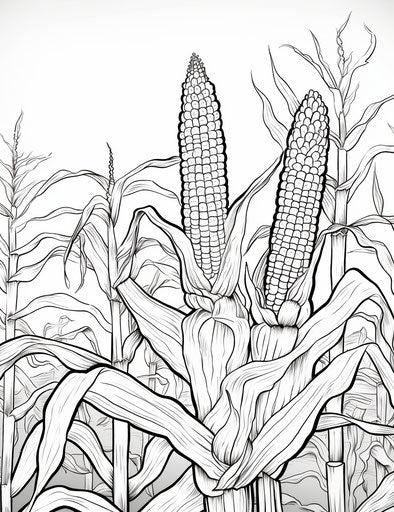 Corn coloring pages for kids, in the style of mesmerizing colorscapes ...