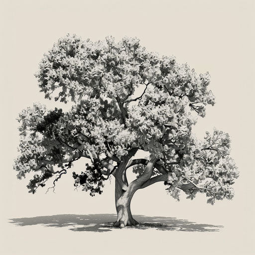 Realistic oak tree clip art with flat random backdrop – IMAGELLA