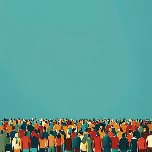 Realistic crowd clipart on flat turquoise background – IMAGELLA