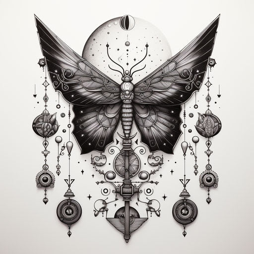 Mauve moth and moon phases in an esoteric style – IMAGELLA