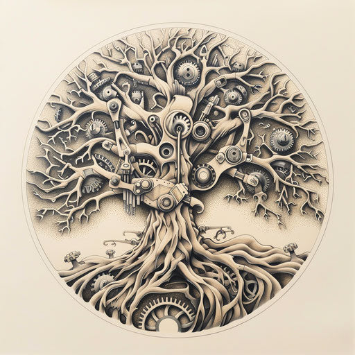 Biomechanical tree of life, blending organic shapes with mechanical ...