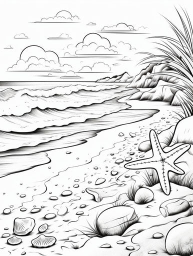 Beach drawing for kids, various styles, luminous shading – IMAGELLA