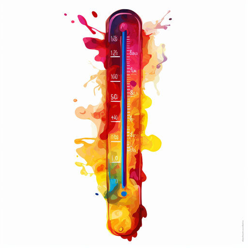Thermometer clipart in the style of Oil painting, on a white background ...