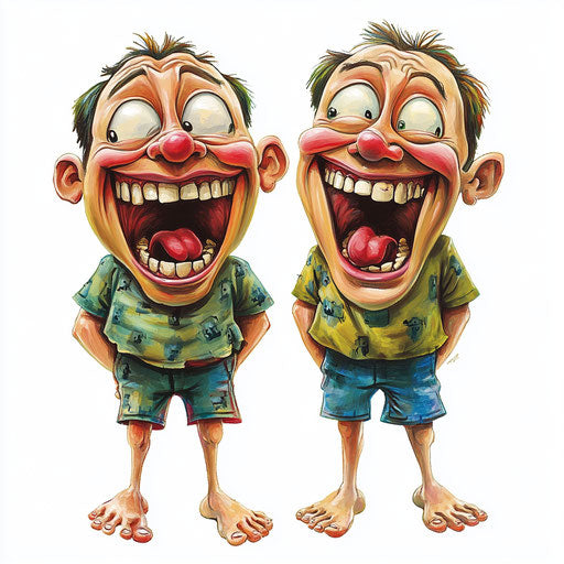 Humorous caricature of twins with human characteristics – IMAGELLA
