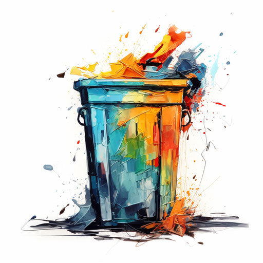 Dustbin clipart in the style of Impressionistic Art, on a white ...
