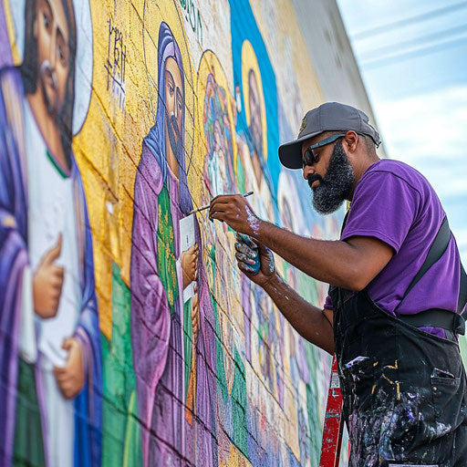 Mural painting of saints on a community center – IMAGELLA