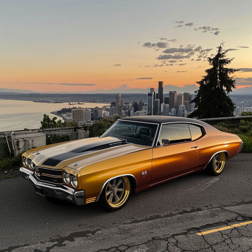 Classic Chevelle with two-tone paint and custom splitter – IMAGELLA