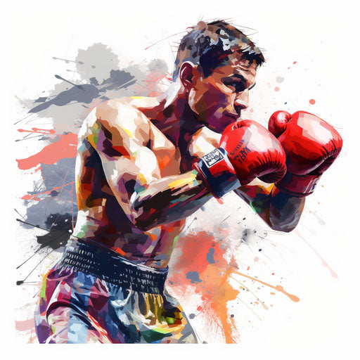 Boxing illustration in the style of Impressionistic Art on white ...