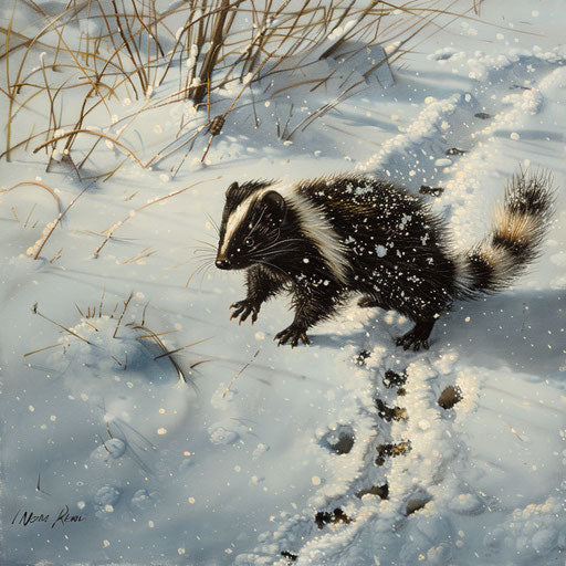 Eastern skunk trekking through snow-covered field – IMAGELLA