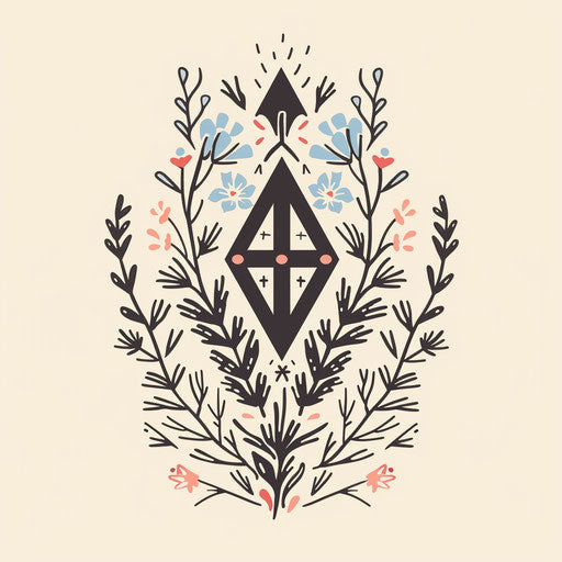 Rune surrounded by delicate floral elements in pastel colors – IMAGELLA