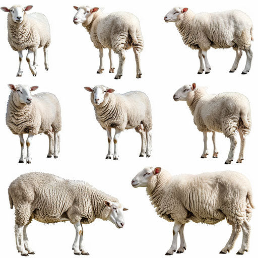 Realistic sheep artwork on flat white background with sharp edges ...