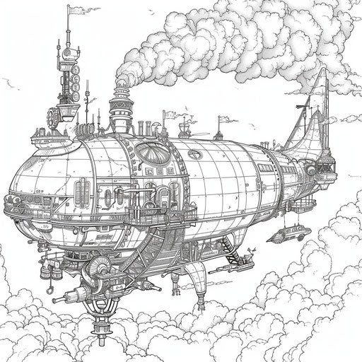 Steampunk airships and mechanical wonders in the style of Teagan White ...
