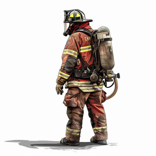 Realistic firefighter illustration with dynamic shadows – IMAGELLA
