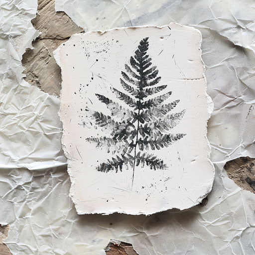 Woodcut fern tattoo on white rustic paper – IMAGELLA