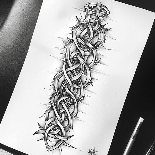 Celtic knot spine tattoo with intricate loops on white – IMAGELLA