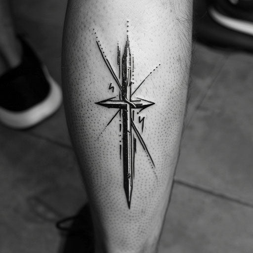Strength cross tattoo with striking thunderbolt – IMAGELLA