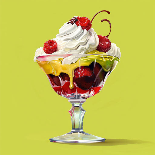 Ice cream sundae illustration on chartreuse background – IMAGELLA