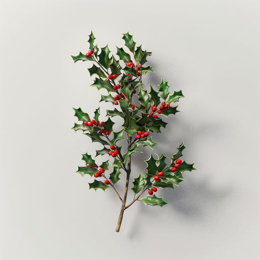 Realistic holly clipart on flat white background, high contrast and ...