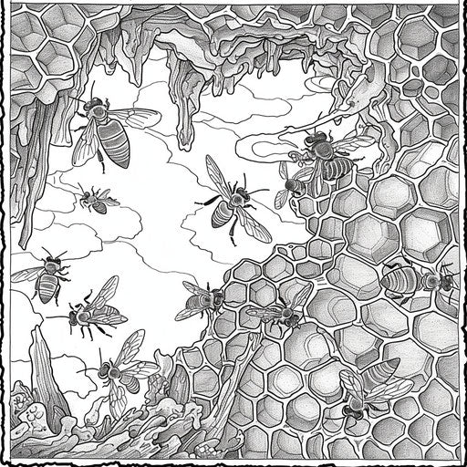 Detailed beehive cross-section with bees at work – IMAGELLA