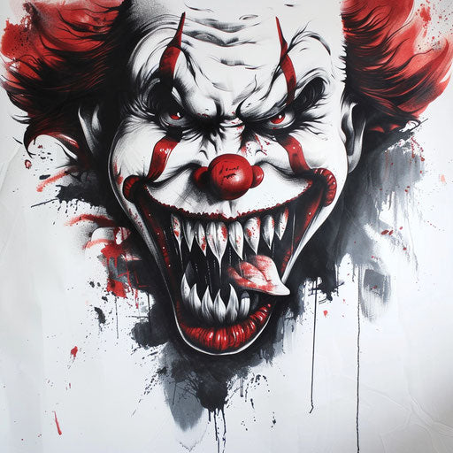 Sinister clown face with sharp teeth, horror-inspired tattoo artwork on ...