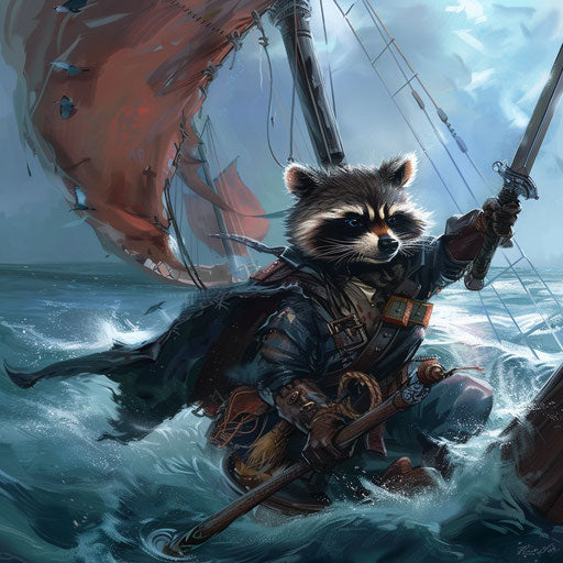 A raccoon pirate sailing the high seas in search of treasure – IMAGELLA