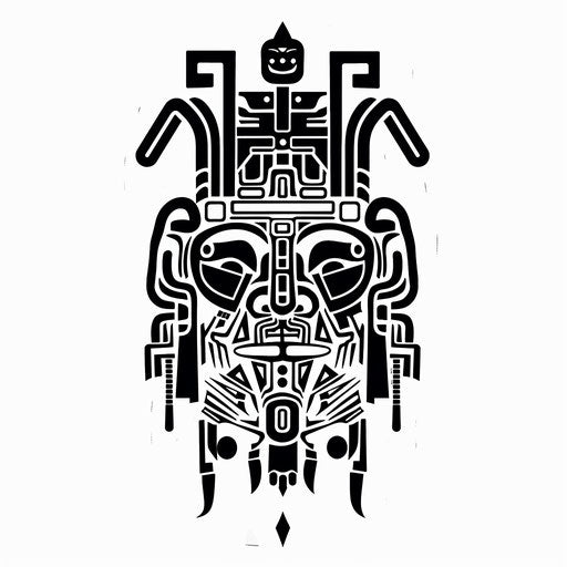 Futuristic Mayan glyph tattoo with holographic effects on white ...
