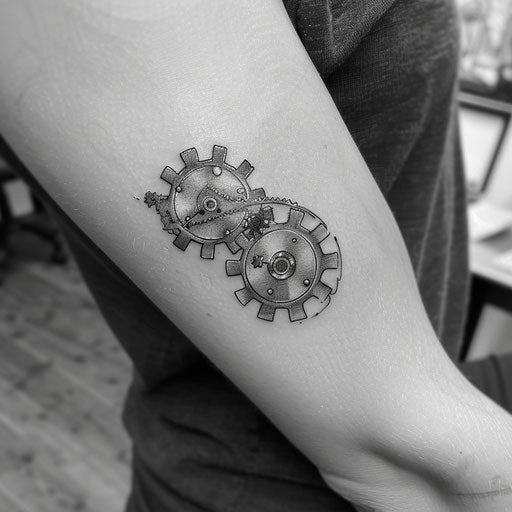 Small tattoos for women in the style of Adrian Smith with a mechanical ...