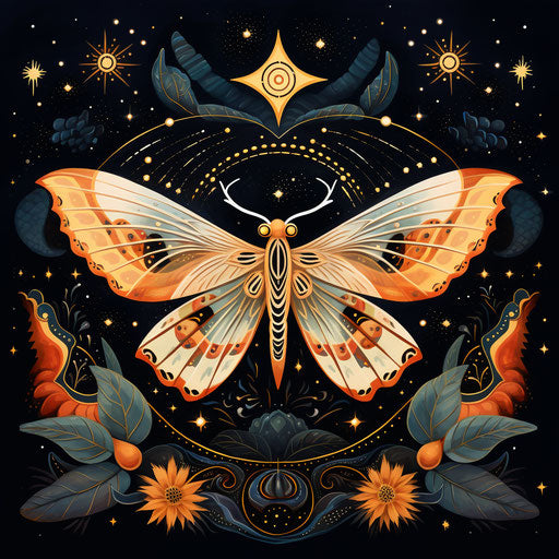 Night moth surrounded by stars, psychedelic illustration – IMAGELLA